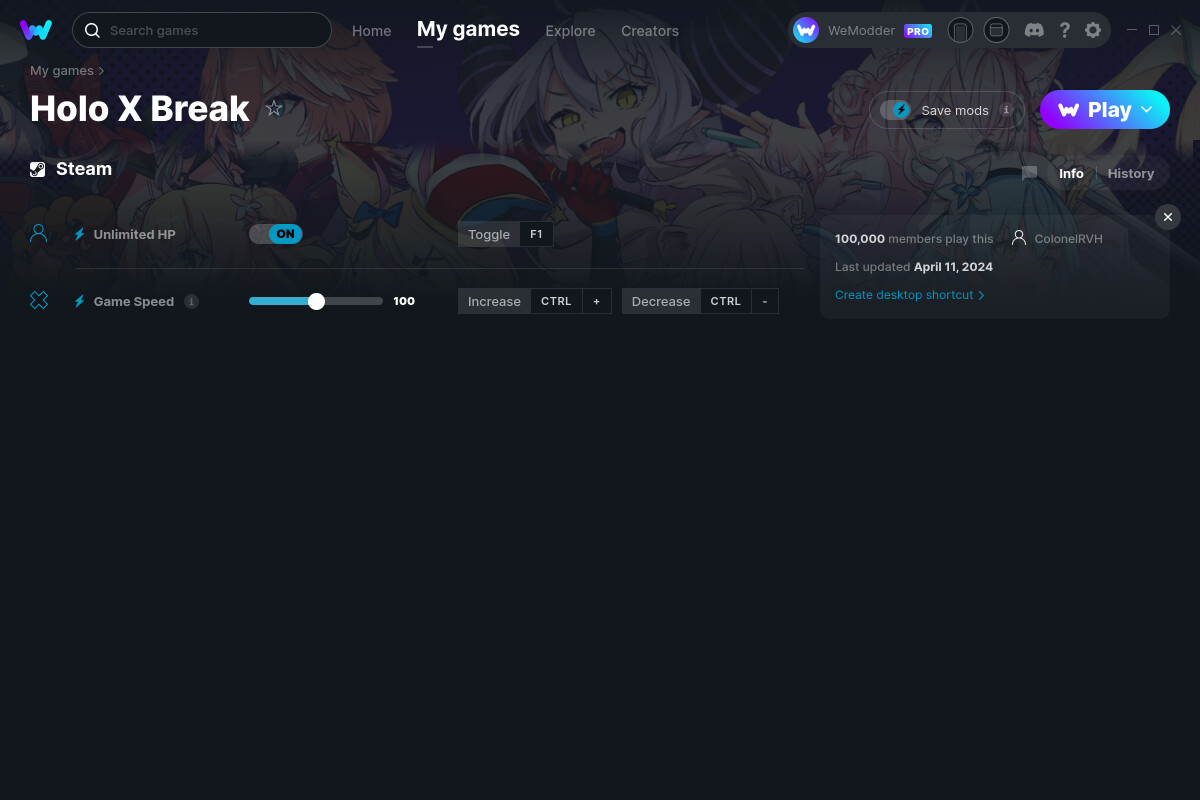 Holo X Break Cheats and Trainer for Steam - Trainers - WeMod Community