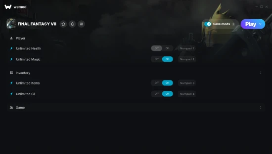 FINAL FANTASY VII Cheats & Trainers for PC | WeMod