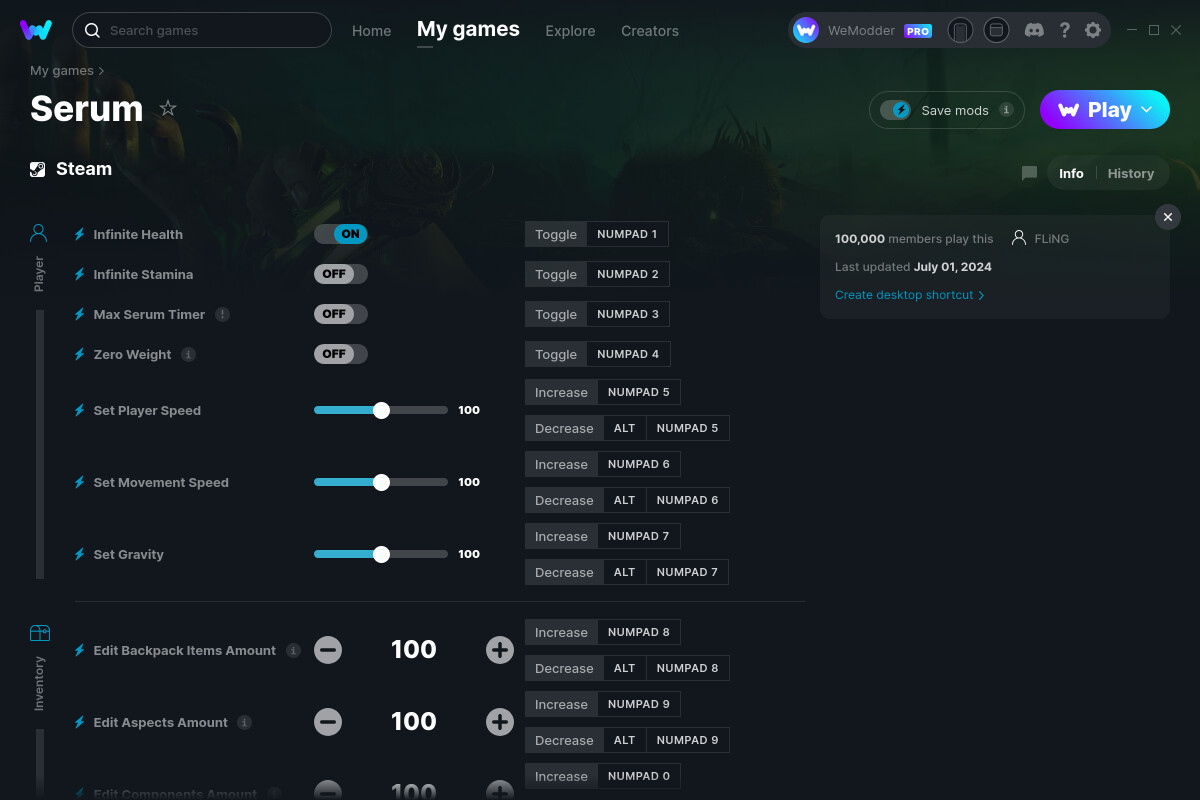 Serum Cheats and Trainer for Steam - Trainers - WeMod Community