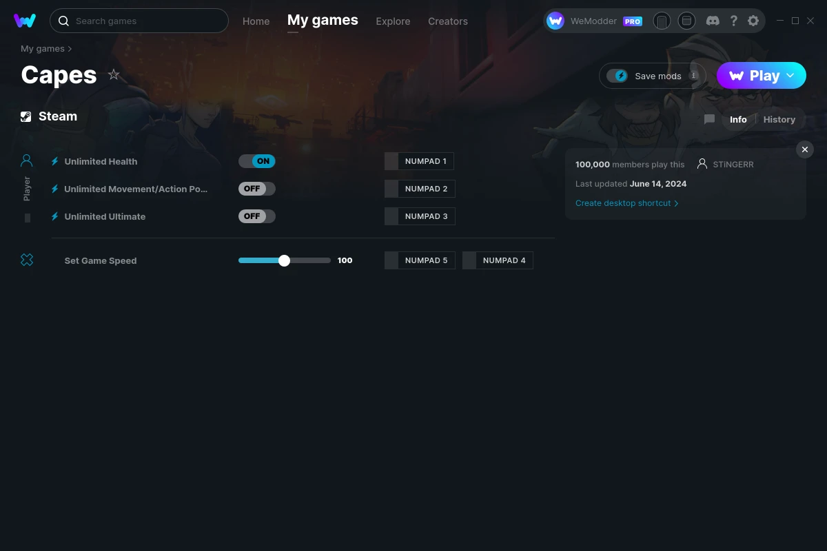 Capes Cheats & Trainers for PC | WeMod