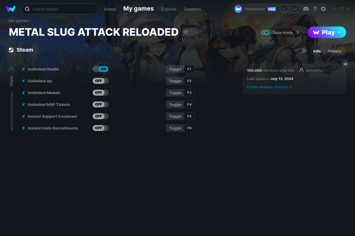METAL SLUG ATTACK RELOADED Cheats and Trainer for Steam - Trainers - WeMod Community