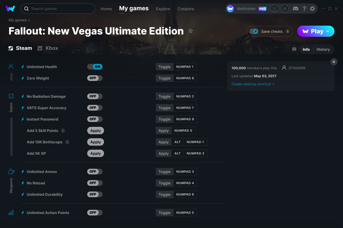 Fallout: New Vegas Ultimate Edition Cheats and Trainer for Steam ...