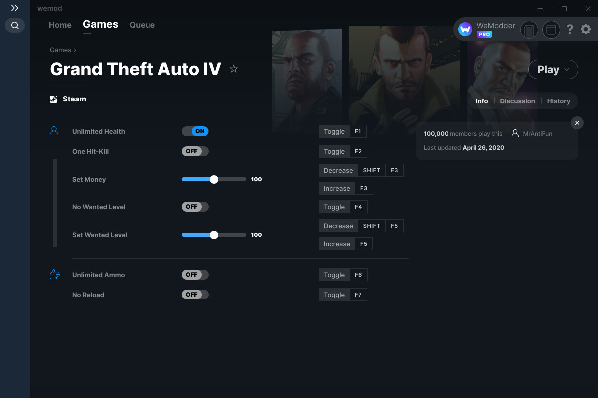 Grand Theft Auto IV Cheats and Trainer for Steam - Trainers - WeMod ...