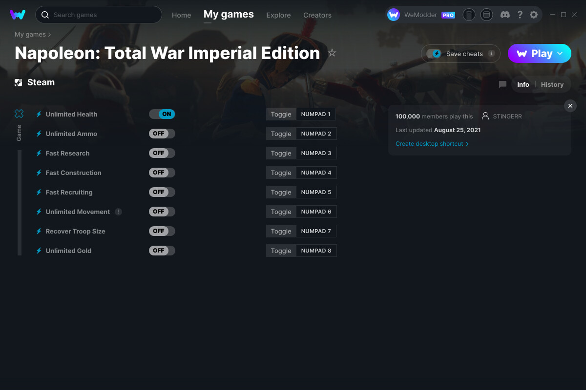 Napoleon: Total War Imperial Edition Cheats and Trainer for Steam - Trainers - WeMod Community