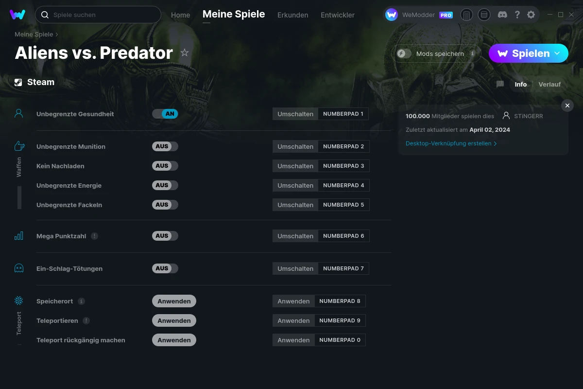 Aliens vs. Predator Cheats & Trainer für PC | WeMod