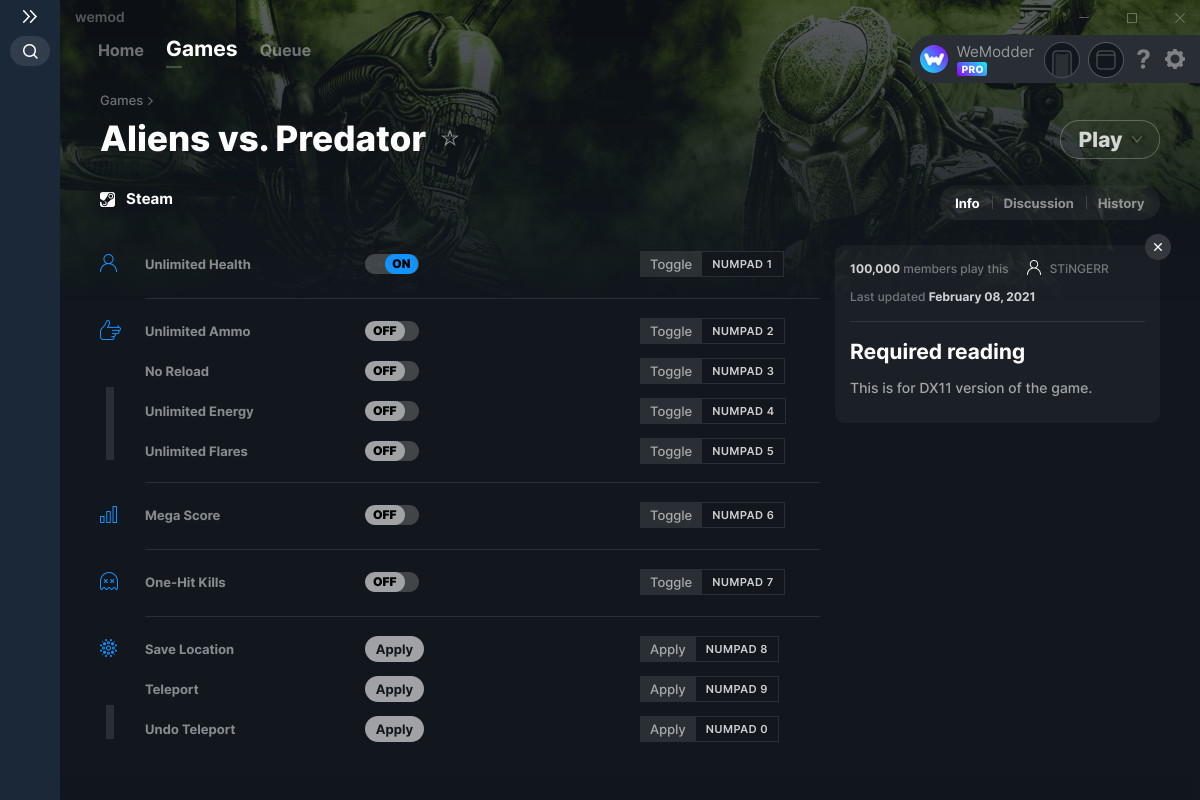 Aliens vs. Predator Cheats and Trainer for Steam - Trainers - WeMod ...